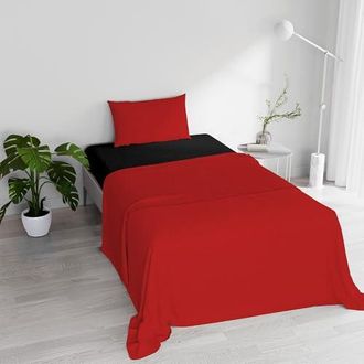 Italian Bed Linen Nat&uuml;rliche Farbe Bett-Set, rot/schwarz, quadratisch und halb
