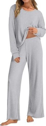 Generic Tenues da&eacute;roport pour femmes 2026 - Surv&ecirc;tement 2 &agrave; col haut et manches longues en tricot &agrave; manches longues et pantalon &agrave; jambes larges - Ensemble de 