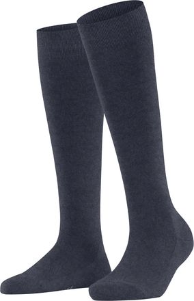 Falke Damen Kniestrümpfe Family W Kh nachhaltige Baumwolle lang einfarbig 1 Paar, Blau Dark Blue Melange 6688, 35-38