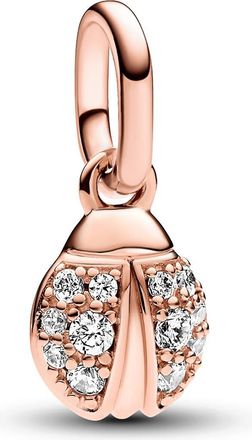 Pandora ME Glücks-Marienkäfer Mini-Charm-Anhänger aus Sterling Silber mit 14 Karat rosévergoldete Metalllegierung, Cubic Zirkoniastein, Kompatibel ME und Mome