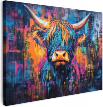 MuchoWow &copy; Leinwandbilder 80x60 cm Wall Art Decoration Bilder f&uuml;r die Wand Schlafzimmer Deko Canvas Painting Wanddekoration Wohnzimmer Schottischer Highlander 