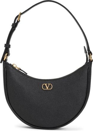 Valentino Garavani Hobo Bags - Compact Crescent-Shaped Grained Calf Leather Handb - Gr. unisize - in Schwarz - f&uuml;r Damen
