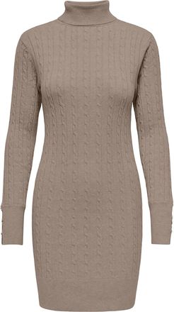 Only Damen Onllouis Ls Rollneck Cable Dress at KNT, Mocha Meringue, Large