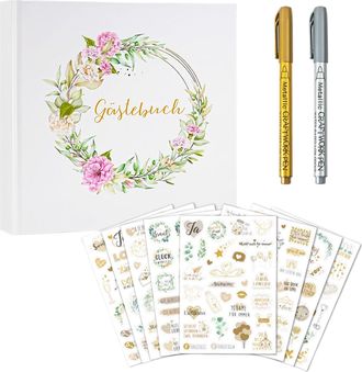 Generic Gästebuch für Partys, goldfarbene Folie, Gästebuch, Registrierung von Unterschriften mit Aufklebern, für Verlobung, Erneuerung der Gelübde, Babyparty,