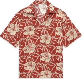 Dr&ocirc;le de Monsieur Homme, Chemises, Rouge, Taille: M Chemise Hibiscus Monoramme