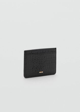 Mango Porte-cartes simili-cuir effet croco noir - Femme - Taille unique - MANGO