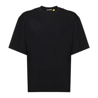 Moncler Schwarze Baumwoll-Jersey T-Shirts und Polos - - Tops - Herren - Schwarzk - L