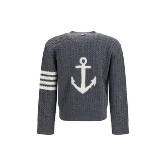 Thom Browne Cable-Knit Wool Cardigan - Gray