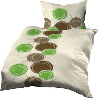 Gerald Wittmann Bettw&auml;sche 140x200 cm + 70x90 cm, Mikrofaser Seersucker, Gepunktet Braun Gr&uuml;n Beige