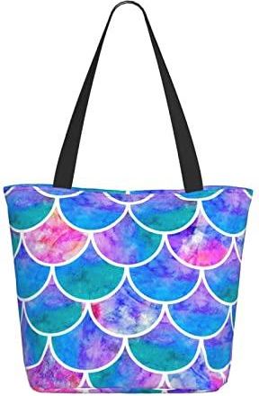 AOOEDM Sac &agrave; provisions color&eacute; pour femme en forme d&eacute;cailles de sir&egrave;ne 13 x 11 x 7 pouces. Le cadeau parfait pour la Saint-Valentin. Cest de la Saint-Valenti