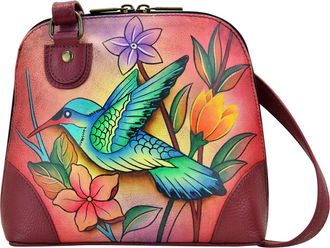 Anuschka Damen Women Hand Painted Leather Small Multi Compartment Zip-Around Organizer Handgemaltes Original-Kunstwerk, Birds in Paradise