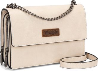 Wrangler CrossBody Geldbörse für Damen, Western klein, weiß, Clutch, Geldbörse, trendige Umhängetasche mit Kettenriemen, Geschenk WG149-236TN, Gardenia Weiß