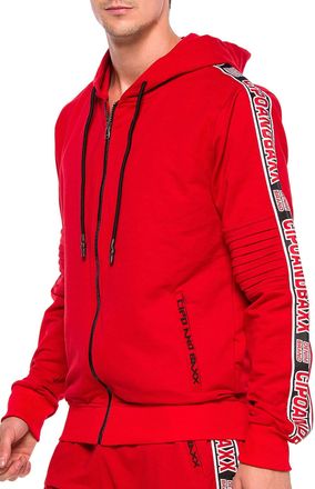 Cipo & Baxx Herren Sweatjacke Hoodie CL387 Schwarz - Stylischer Pullover im Modernen Casual Streetwear Stil mit Rei&szlig;verschluss & Kapuze f&uuml;r Alltag Freizeit & Part