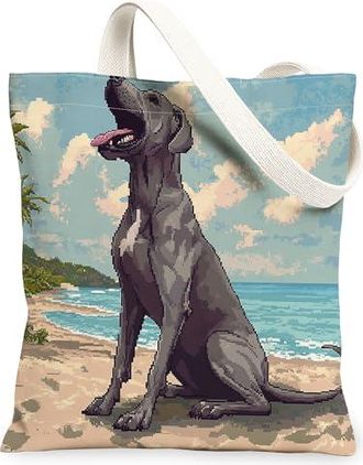 Generic Sac fourre-tout d&eacute;t&eacute; en toile pour le shopping, 33 x 38 cm, sac d&eacute;picerie r&eacute;utilisable pour femme, peinture esth&eacute;tique, cadeau d&eacute;coratif