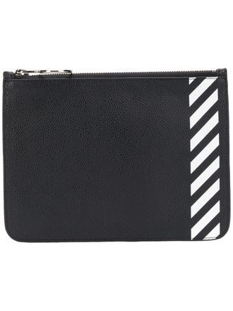 Off-white M&uuml;nzt&auml;schchen mit diagonalen Streifen - Schwarz
