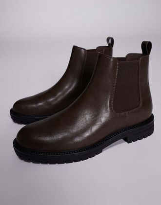 Asos Braune Chelsea-Stiefel im Used-Look-Brown