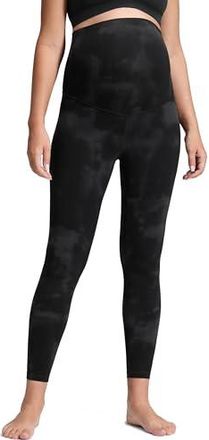CRZ YOGA Butterluxe Maternity Leggings Over The Belly Leggings de Grossesse Souples - 63cm Fleurs Tie-Dye Noires 42