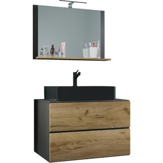 ebuy24 Ebuy24 - Meuble bogue, lavage Lendas h. 134 x l. 80 x p. 51 cm Anthrazit / Honig-Eiche