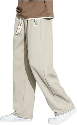 Generic Pantalon Large Homme Droit- Pantalon Taille Elastique D&eacute;contract&eacute; Imprim&eacute; Grande Taille Palazzo Chic Coupe Ample Streetwear Confortable Passe-Partout 