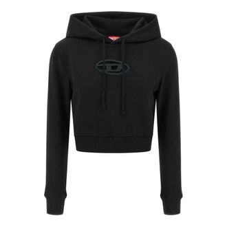 Diesel Femme, Sweatshirts et sweats à capuche, Noir, Taille: 42 FR Sweat à capuche noir avec logo Oval D