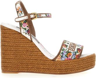 Dolce & Gabbana Femme, Chaussures, Multicolore, Taille: 37 EU Sandales compens&eacute;es en cuir nappa avec broderie