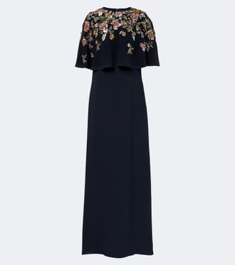 Oscar De La Renta Robe longue en soie m&eacute;lang&eacute;e &agrave; ornements