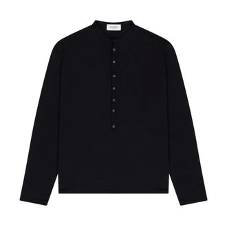 Laneus Homme, Tops, Noir, Taille: XL T-shirt Manches Longues en Soie et Coton