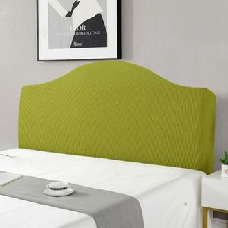 Generic Europ&auml;ischer Stil unregelm&auml;&szlig;ig gew&ouml;lbt Bettkopfteil Bezug hochelastisches Strick Stretch Staubschutzh&uuml;lle f&uuml;r Kopfteil Bezug Gr&uuml;n Gelb 110-130cm