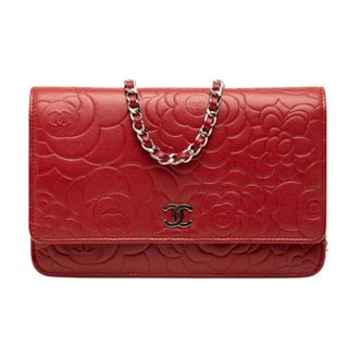 Chanel Portefeuille &agrave; cha&icirc;ne en cuir pr&eacute;-poss&eacute;d&eacute; - Femme - Pre-owned - Rouge - Taille: ONE Size