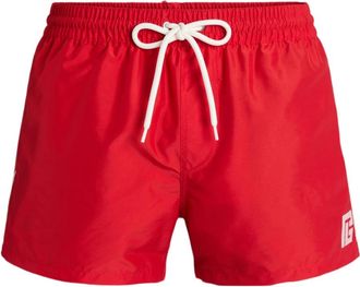 Balmain Homme, Maillots de bain, Rouge, Taille: S PB Embroidered Swim Shorts