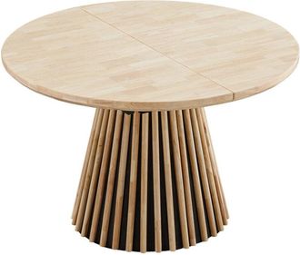 PEGANE Table &agrave; manger ronde, table de repas extensible coloris Ch&ecirc;ne naturel - Longueur 120 - 160 - 200 x Largeur 120 x Hauteur 76 cm
