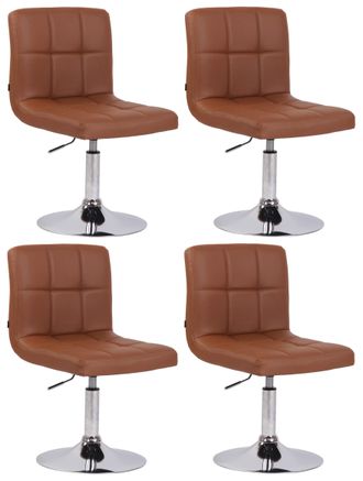 Clp 4er Set Drehst&uuml;hle Palma V2 Mit Hochwertiger Polsterung Und Kunstlederbezug I Drehbare H&ouml;henverstellbare Esszimmerst&uuml;hle, Farbe:Hellbraun