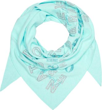 soccx Damen Dreieckstuch aus Flauschstrick mit Glitter Print Icy Sea, None