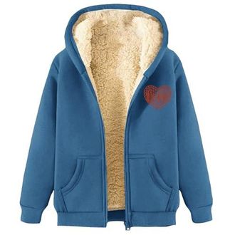Generic Sweat à capuche zippé pour femme avec fermeture éclair intégrale, tendance, chaud, léger, imprimé Y2K, bleu marine, XXL