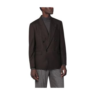Lardini Homme, Vestes, Brun, Taille: M Blazer Crois&eacute; en Laine M&eacute;lang&eacute;e