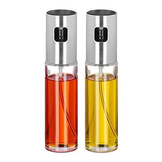 Relaxdays Essig- und &Ouml;lspr&uuml;her Set, 2 Spr&uuml;hflaschen, je 100 ml, Glas, kochen, backen, grillen, &Ouml;lspender, transparent