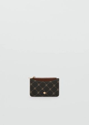 Mango Porte-cartes logo zip marron - Femme - Taille unique - MANGO