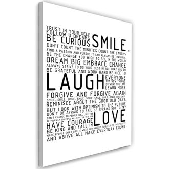 Feeby Bild auf Leinwand Zitat Kunstdruck Modern Spruch Text Typografie Wei&szlig; 60x90 cm