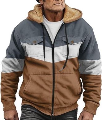 Generic Veste &agrave; capuche doubl&eacute;e pour homme avec fermeture &eacute;clair et poches - Tendance et d&eacute;contract&eacute;e - Confortable pour le froid, Gris 01, 3XL