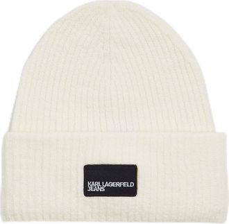 Karl Lagerfeld Karl Lagerfeld Jeans, Damen, Patch Long Beanie, Weiss, One Size