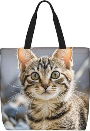 Generic Chaton Tigr&eacute; Brun Sac Courses L&eacute;ger Sacs De Courses Grand Sac A Main Femmes Pour Travail Shopping Voyage