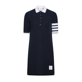 Thom Browne Texturiertes Piqu&eacute; 4-Bar Polo Kleid - - Dresses - Damen - Blau - 2XS