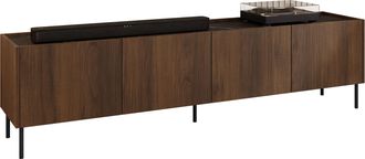 Mirjan24 TV Lowboard Tewos 200 4D, TV Schrank mit 4 Türen, gedämpftem Schließsystem, Fernsehschrank, Fernsehtisch, Unterschrank (Nuss Warmia + Marmor Schwarz)