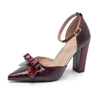 Generic Escarpins &eacute;l&eacute;gants &agrave; bout pointu pour femme - Avec noeud - Style d&eacute;contract&eacute; - Avec boucle et sangle de cheville, rouge vin, 40.5 EU