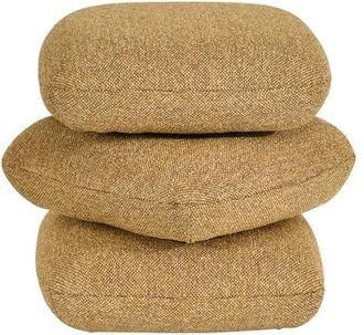 Duhome Tabouret Repose-Pieds Bouclé Pouf 3 Couches Ottoman Pivotant 44cm Siège Bas pour Chambre Salon Entrée, Jaune