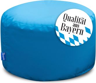 Bruni Pouf Sitzhocker L in Blau - runder Sitzpouf, Indoor und Outdoor als Fußhocker, Yoga-Sitzkissen, Meditationskissen geeignet, in Deutschland gefertigt