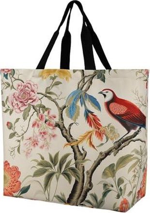 Generic Fleurs Et Oiseaux Sac Cabas D&eacute;contract&eacute; Sacs De Courses L&eacute;ger Sac A Main Femmes Pour Travail Shopping Gym