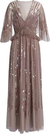 Alberta Ferretti Besticktes T&uuml;llkleid mit Pailletten - - Dresses - Damen - Beige - M