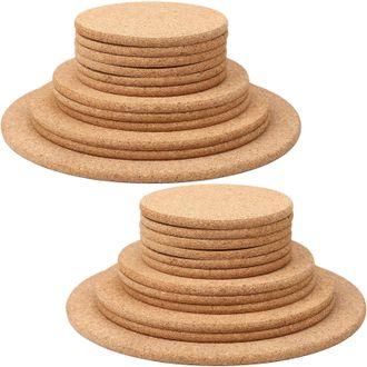 Patelai Korkuntersetzer - Dicke, runde, unbedruckte Korkunterlage f&uuml;r Weingl&auml;ser, Hausbar, K&uuml;che, Restaurant, Caf&eacute;, Hochzeitsfeier, 0,6 cm dick, 4 Gr&ouml;&szlig;en, 24 