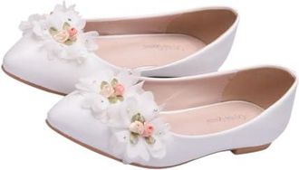 BESPORTBLE Escarpins Plats Pointus pour Femmes Mariage Chaussures Blanches en Dentelle Perles Taille 40 Chaussures de Demoiselle dhonneur &Eacute;l&eacute;gantes et Confortabl